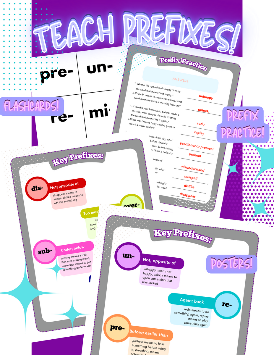 Engaging 2nd Grade Reading Worksheets Set: Prefixes, Flash Cards, and ...